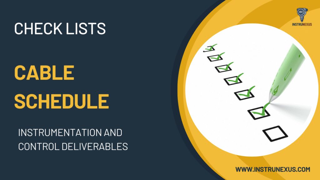 Cable Schedule – Comprehensive I&C Engineering Checklists for EPC ...